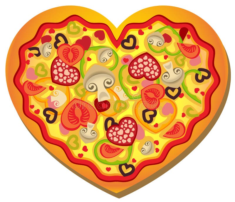 Pizza en forma de corazón ilustración del vector. Ilustración de orden ...