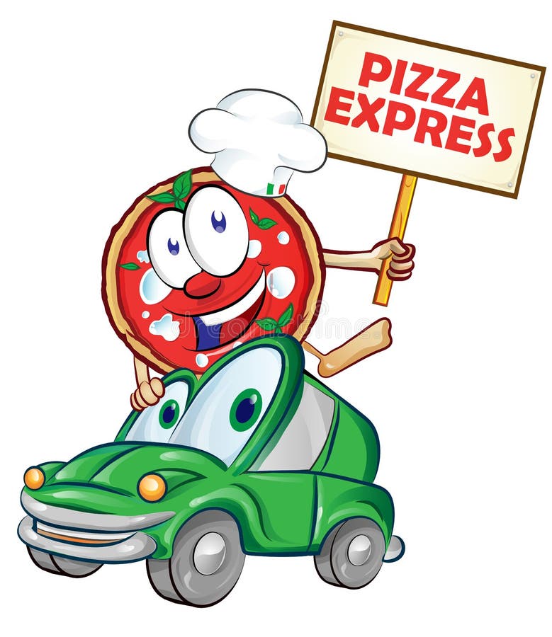 Pizza Express Delivery Car Cartoon Stock Vector - Illustration of ...
