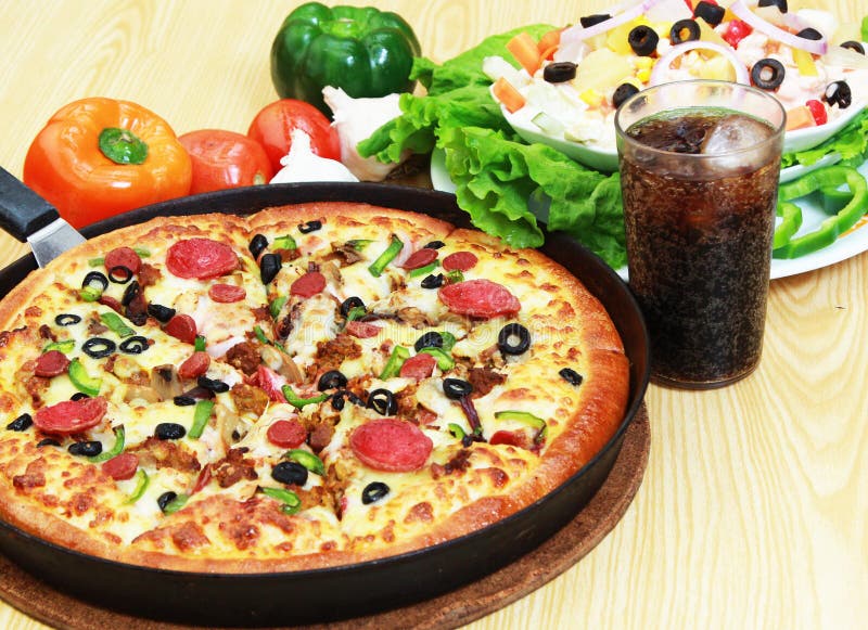 Pizza with extra toppings stock image. Image of pizza - 61930557
