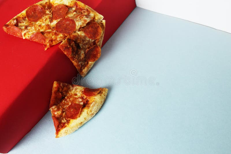Pizza Falling Off the Red Pedestal Stock Image - Image of meat, cheese ...