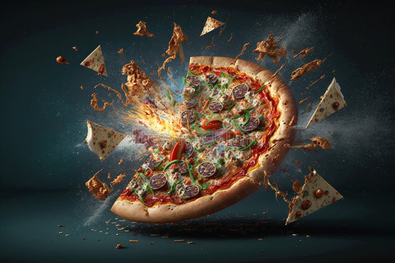 Pizza Fast Food Exploding. Generative Ai Stock Illustration ... Pizza Fast Food Exploding. Generative Ai Stock Illustration ...