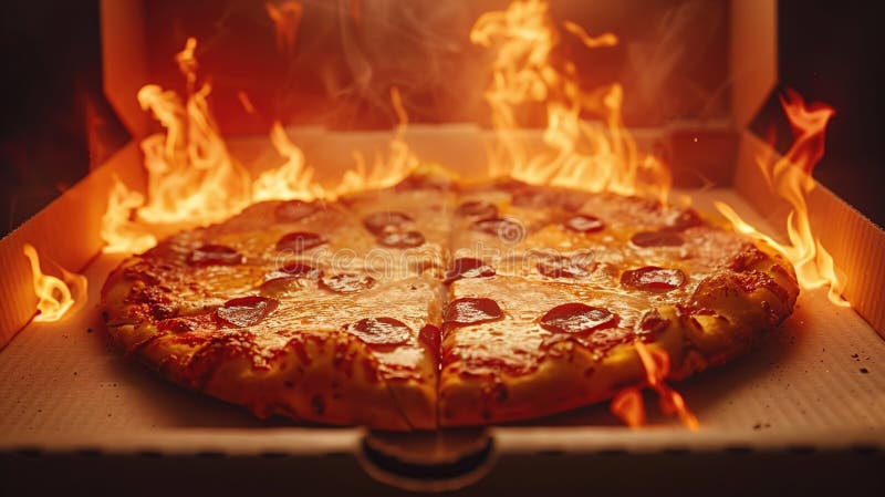 Pizza on Fire stock illustration. Illustration of tasty - 338596785