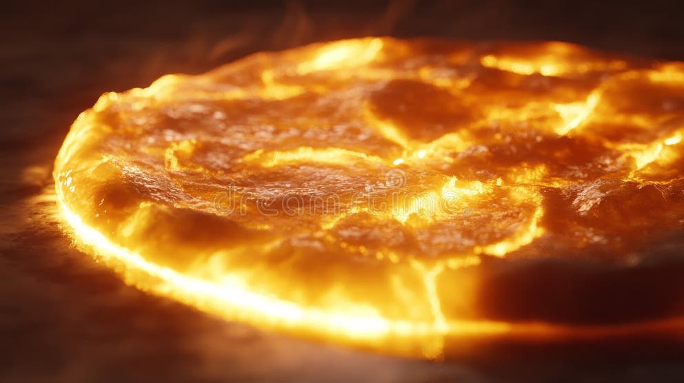 A Pizza is on Fire and the Flames are Orange Stock Illustration ...