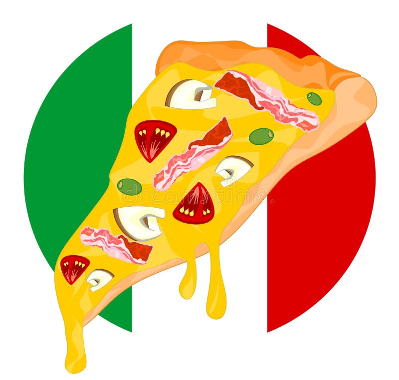 Pizza with Flag of Italy. Italian National Food. Stock Vector ...