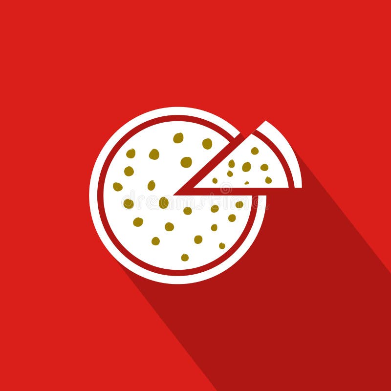 Pizza Flat Icon with Red Background Stock Vector - Illustration of ...