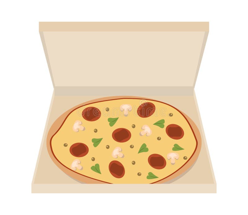 Pizza food in box stock vector. Illustration of italian - 228740215