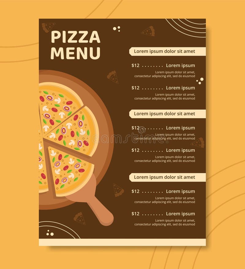 Pizza Food Menu Template Hand Drawn Cartoon Background Vector ...
