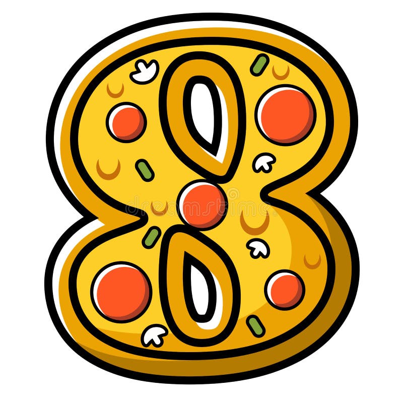Pizza food number eight stock vector. Illustration of celebration ...