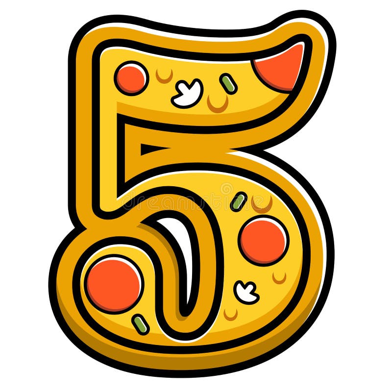 Pizza food number five stock vector. Illustration of design - 218123855