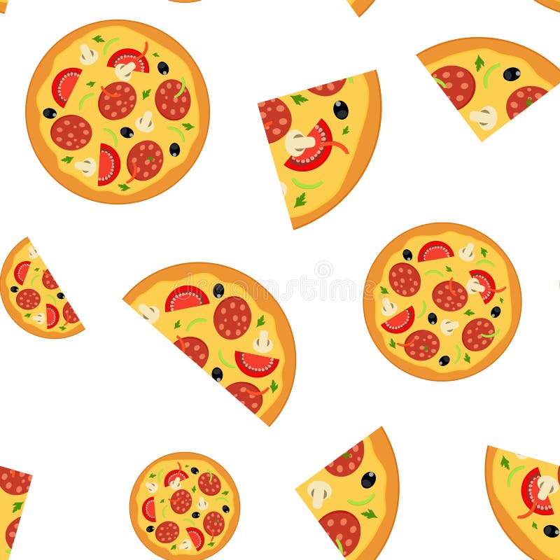 Pizza Food Seamless Pattern Background. Vector Illustration EPS10 Stock ...