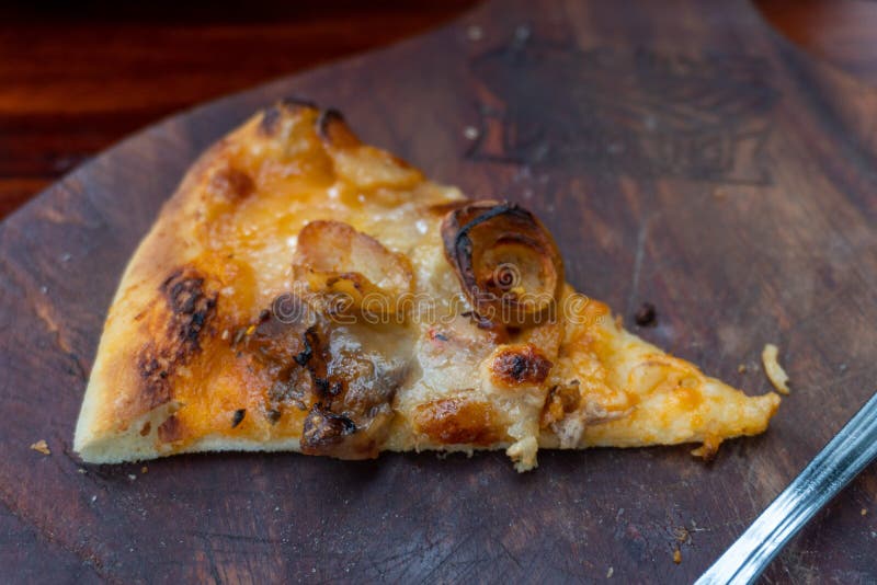 Pizza Food on Wooden Table Inside Cafe Stock Image - Image of cooked ...