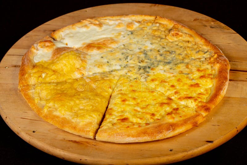 Pizza four cheeses stock image. Image of pizza, meal - 129721623