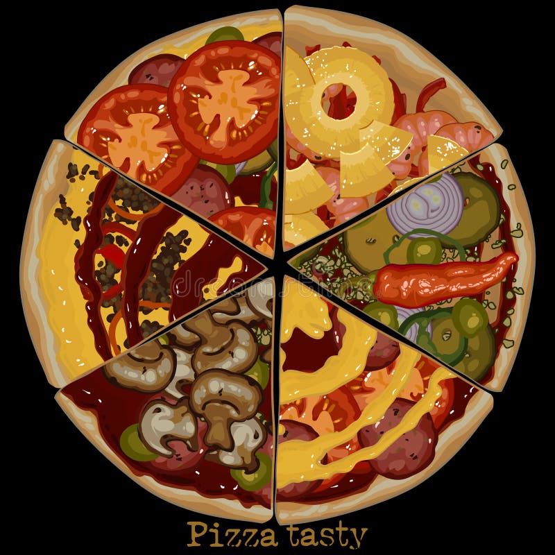 Pizza, freehand drawing stock vector. Illustration of garlic - 69405389