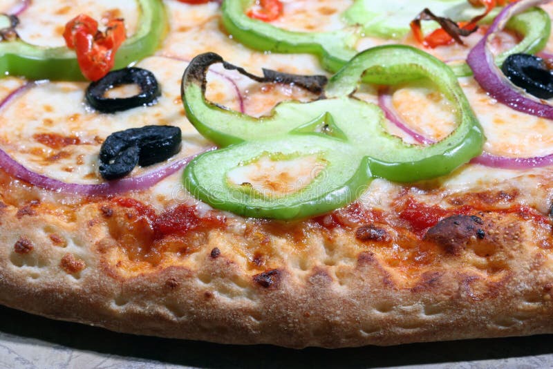 Pizza with fresh toppings stock photo. Image of black - 6057748