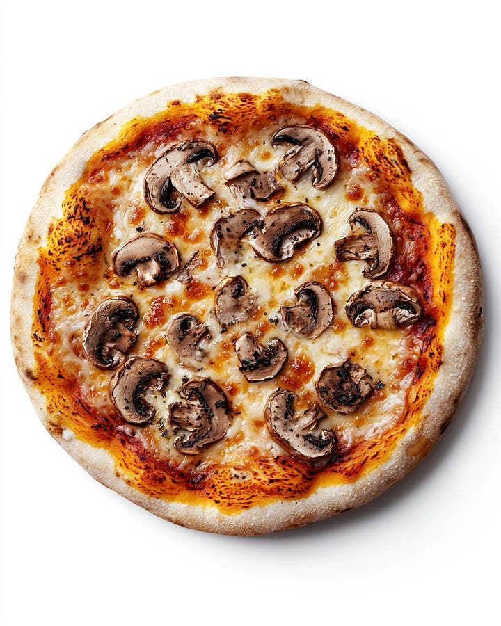 Pizza Funghi with Mushrooms Isolated on White Background. Generative Ai ...