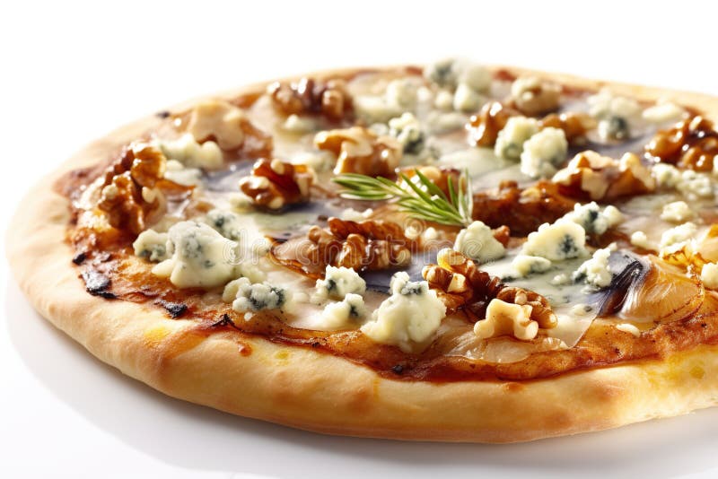 Pizza with Gorgonzola Cheese on White Background. Generative AI Image ...
