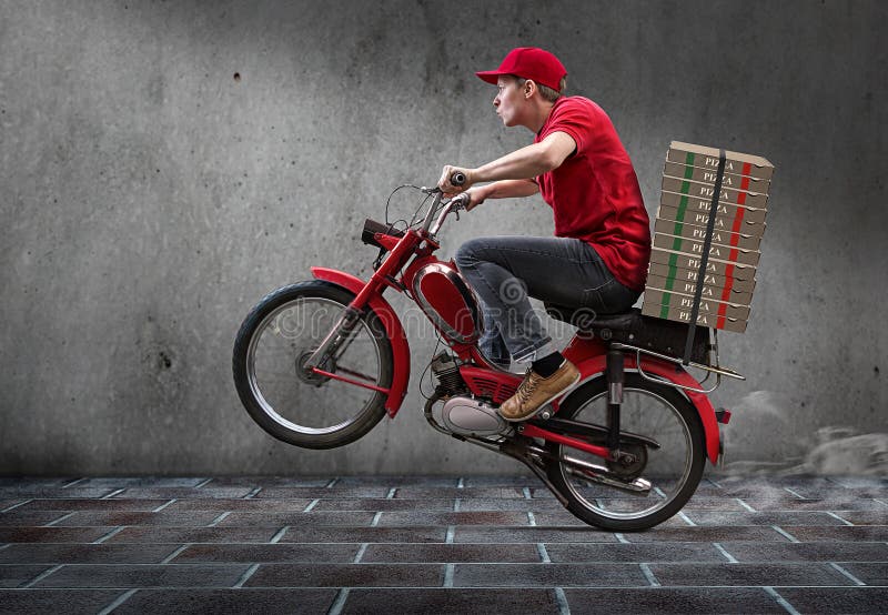 Pizza Guy stock image. Image of drive, food, driver, pizza - 50048623