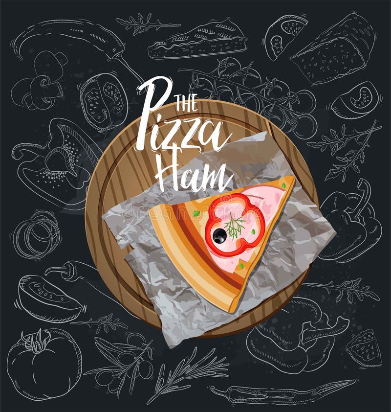 The Pizza Ham Slice with Background. Vector Stock Illustration ...