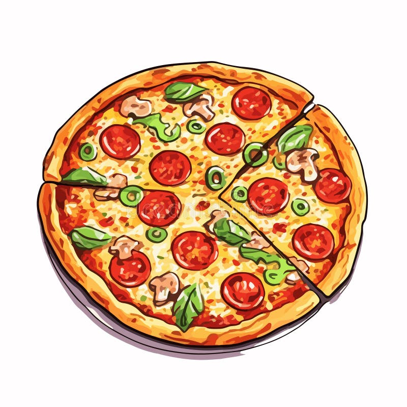 Pizza Hand-drawn Illustration. Italian Pizza. Vector Doodle Style ...