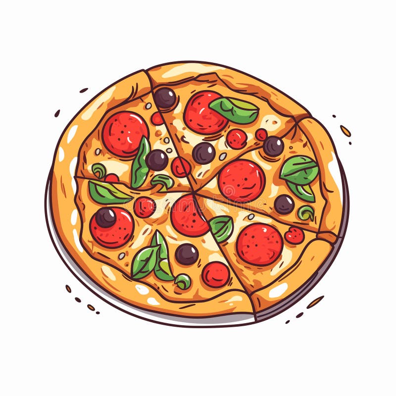 Pizza Hand-drawn Illustration. Italian Pizza. Vector Doodle Style ...