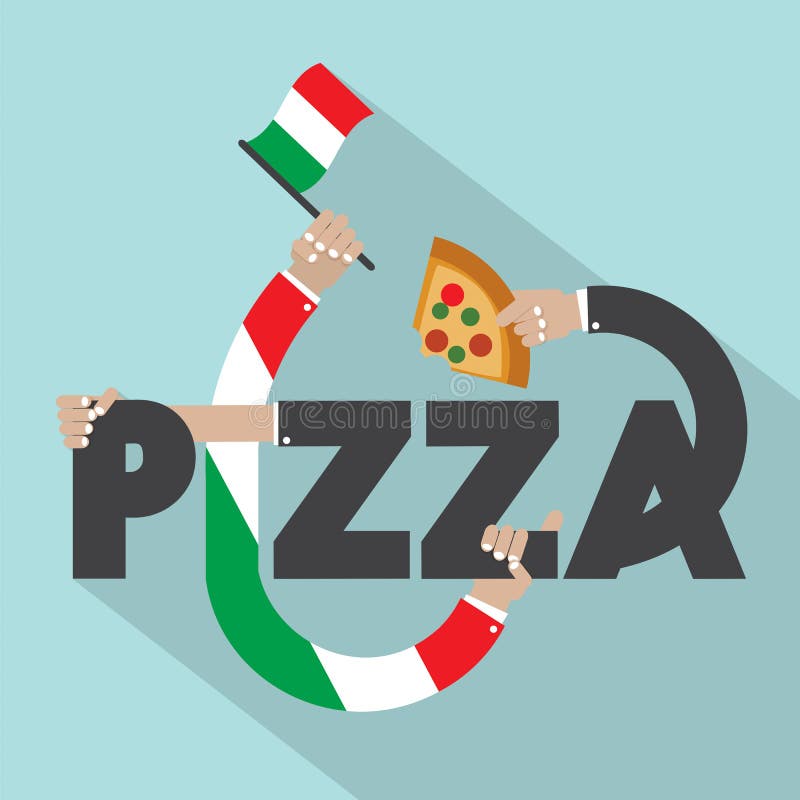Pizza with Hands Typography Design Stock Vector - Illustration of ...