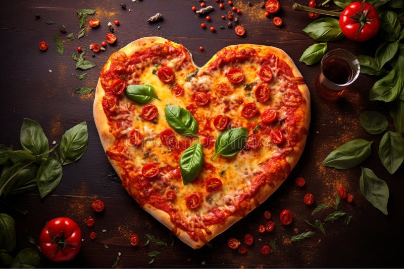 Pizza Heart Valentine Style Stock Illustration - Illustration of ...