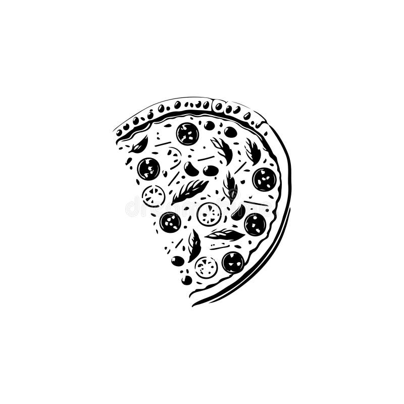 Pizza Icon Hand Draw Black Thanksgiving Colour Logo Symbol Perfect ...
