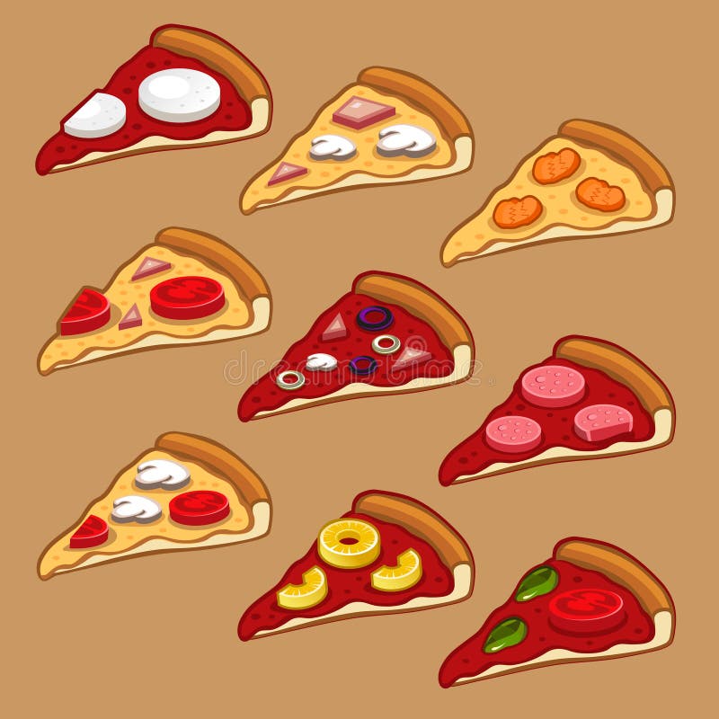 Set of Stylized Pizza stock vector. Illustration of artistic - 36243998