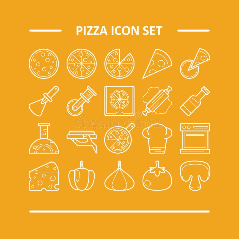 Pizza Icon Set. Vector Illustration Decorative Design Stock Vector ...