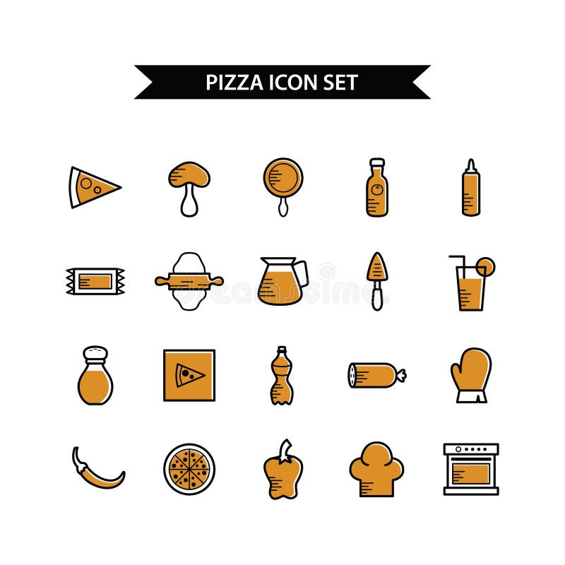 Pizza Icon Set. Vector Illustration Decorative Design Stock Vector ...