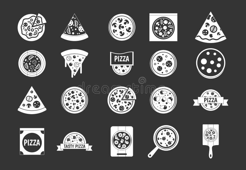 Pizza icon set grey vector stock vector. Illustration of ingredient ...