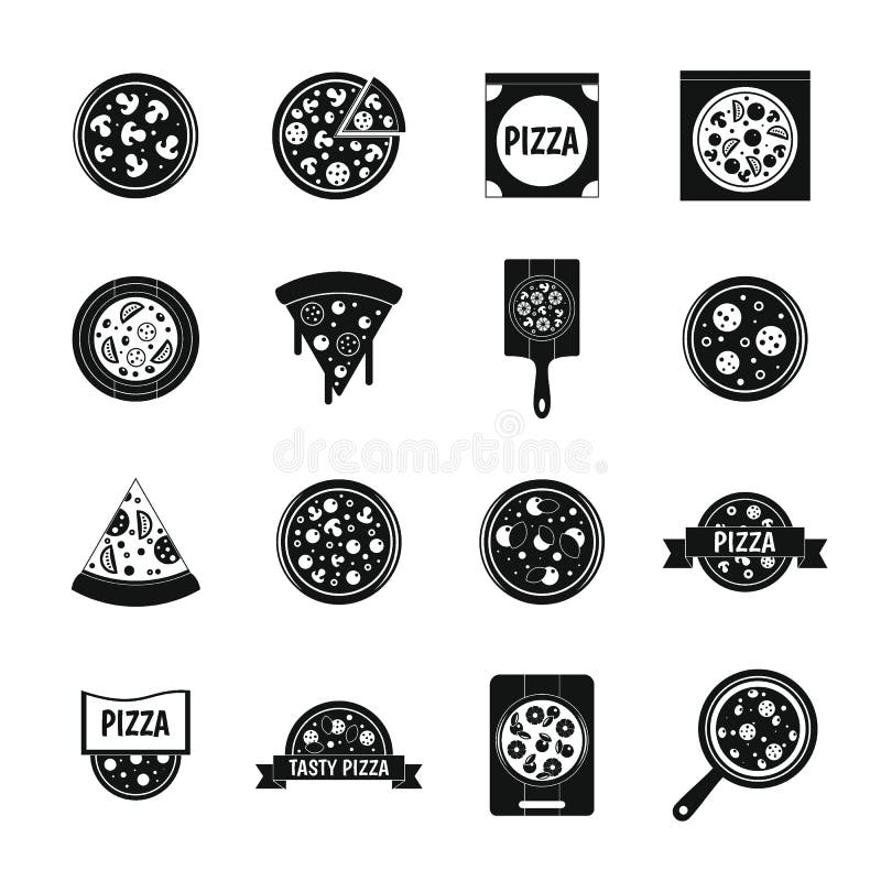 Pizza Icons Set Food, Simple Style Stock Vector - Illustration of ...