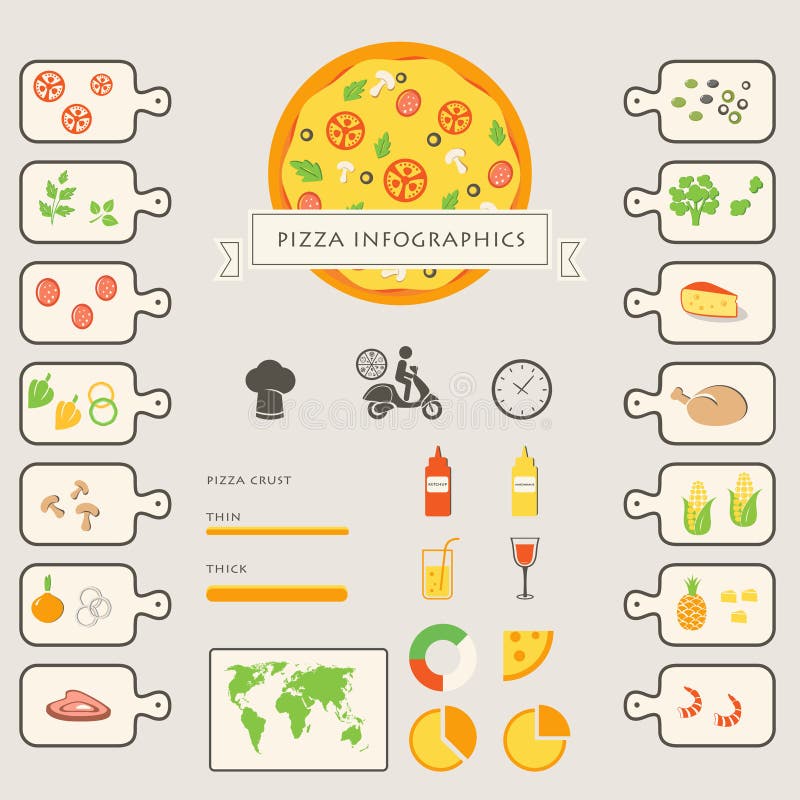 Pizza Infographics Elements and Icons Stock Vector - Illustration of ...