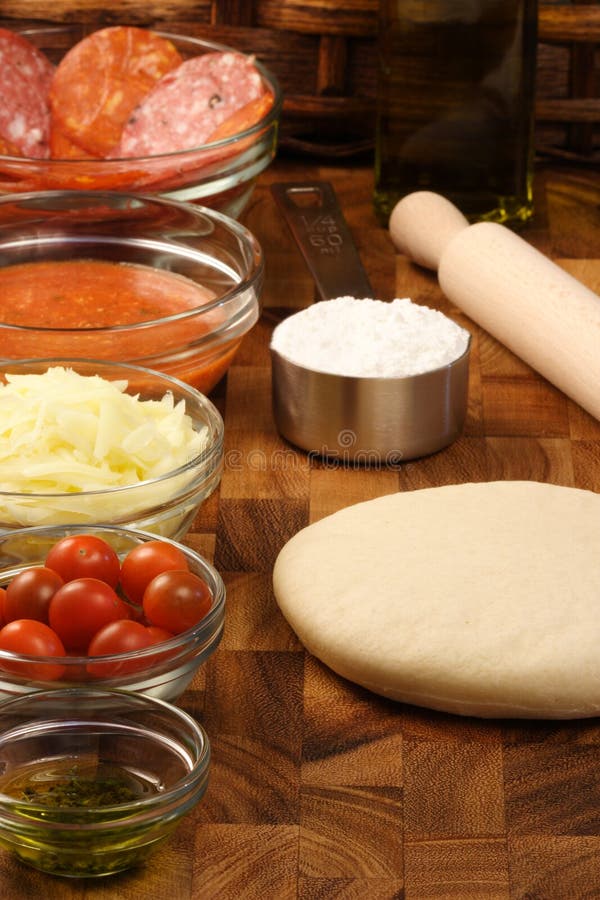 Pizza ingredients stock image. Image of pizza, board - 14207247