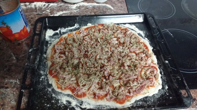 Pizza stock photo. Image of bacon, tomato, italia, cheese - 94947830