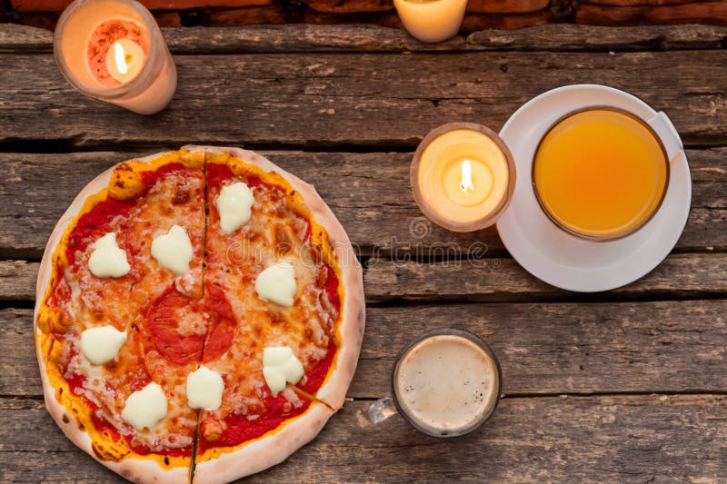 Pizza and Juice stock illustration. Illustration of cooked - 289118950