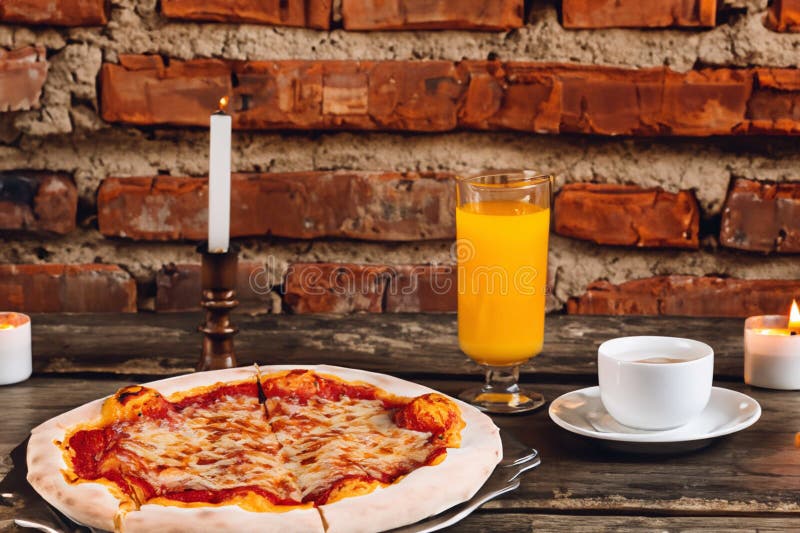 Pizza and Juice stock illustration. Illustration of cooked - 289118950