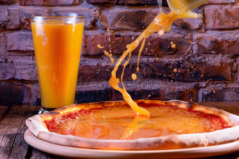 Pizza and Juice stock illustration. Illustration of cooked - 289118950