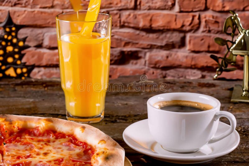 Pizza and Juice stock illustration. Illustration of cooked - 289118950