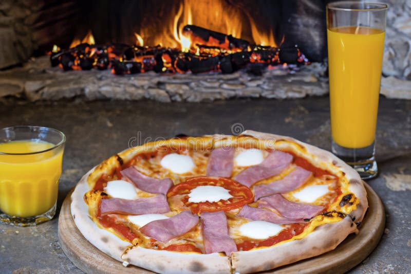 Pizza and Juice stock illustration. Illustration of lunch - 289118951