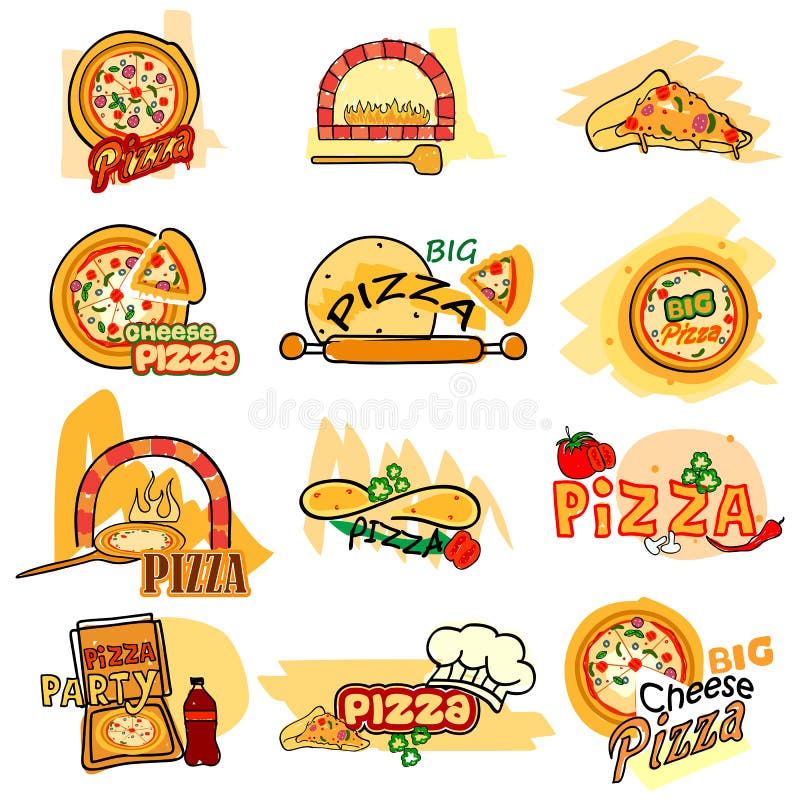 Pizza Label Tag Sticker for Advertisement Stock Vector - Illustration ...