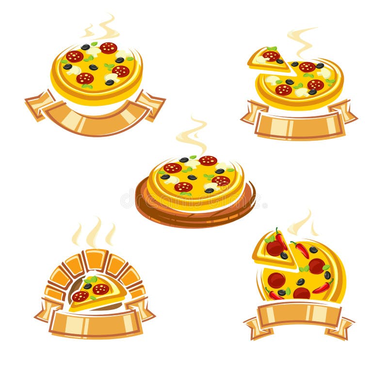 Pizza Labels and Elements Set. Collection Icon Pizza Stock Vector ...