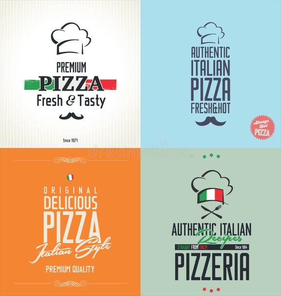 Pizza labels stock illustration. Illustration of template - 54691986