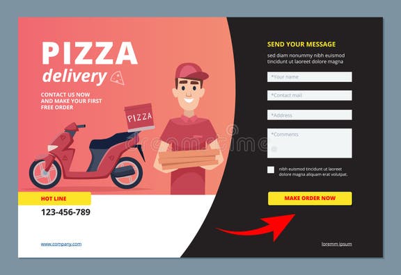 Pizza Landing. Web Page Template for Pizza Delivery Ordering Stock ...