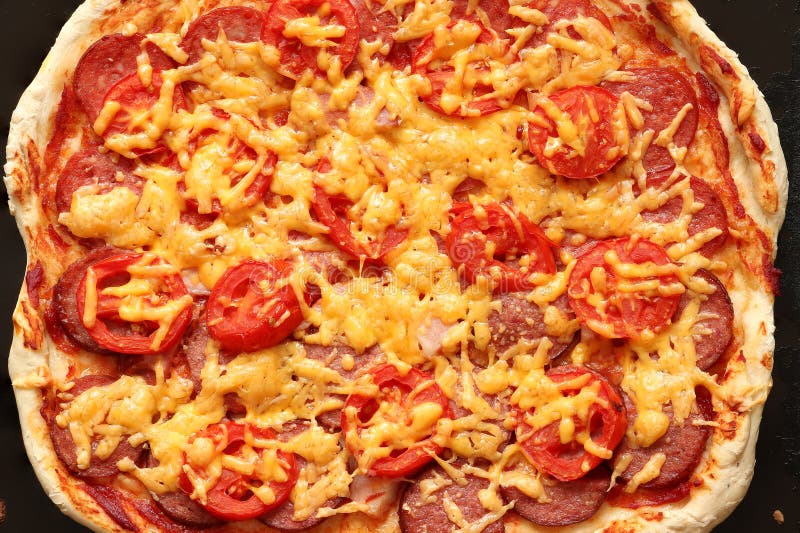 Pizza on a Light Background, Baked in the Oven. Stock Photo - Image of ...