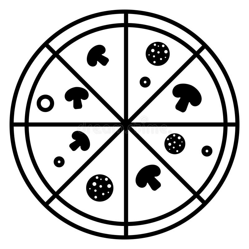 Pizza Line Icon. Pizza is Cut into Four Slices Vector Illustration ...