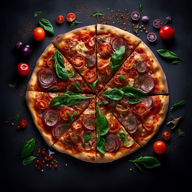 Pizza that Looks Delicious View from Above, Generative Ai Stock Image ...