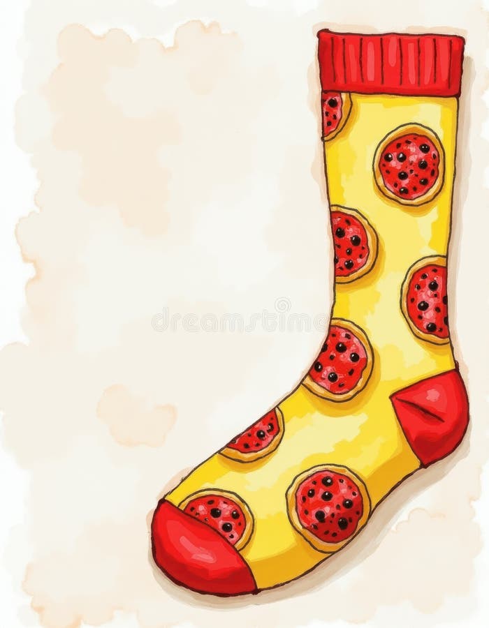 Pizza Lover S Dream, a Cheesy and Saucy Sock Stock Illustration ...
