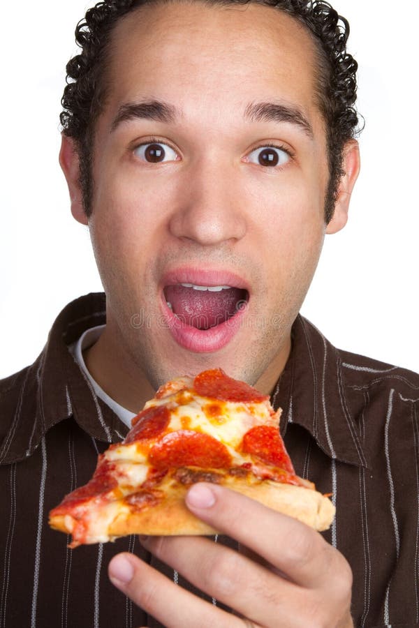 Ein Junge, der Pizza isst stockbild. Bild von glücklich - 26594769