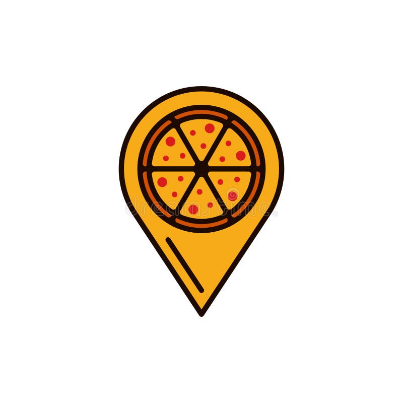 Pizza Map Pin Location Illustration Vector Design Template, Slice of ...